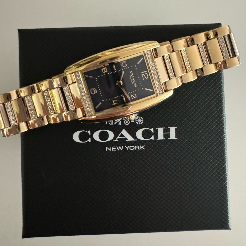 Coach Reese Rectangular Bracelet Watch. Gold And Diam… - Gem